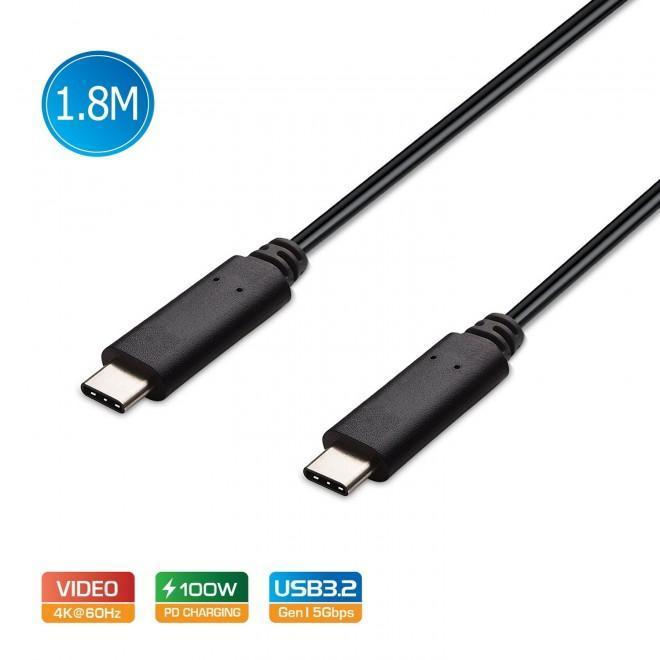 Simplecom USB-C Type-C 1.8m Male to Male Cable (Fast charge/PD 100W ...