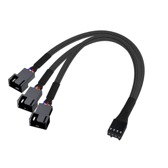 Fan Splitter Cable Internal PWM 3-Way (Black, Sleeved) | Crox Development
