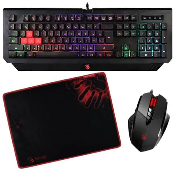 Bloody Gaming Keyboard, Mouse and Mouse Pad Combo | Crox Computers