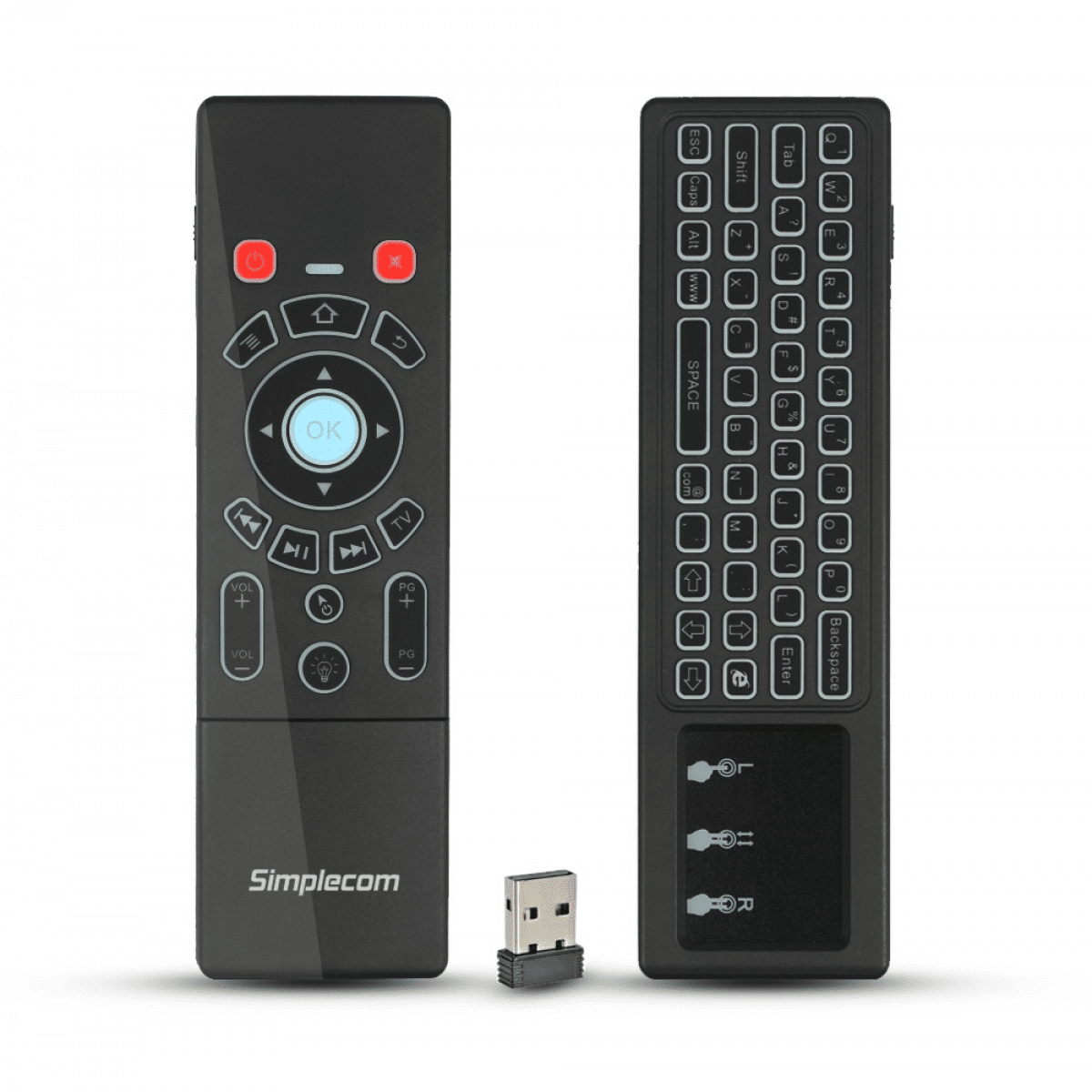 Simplecom RT250 2.4GHz Wireless Remote/Air Mouse/Keyboard with TouchPad ...